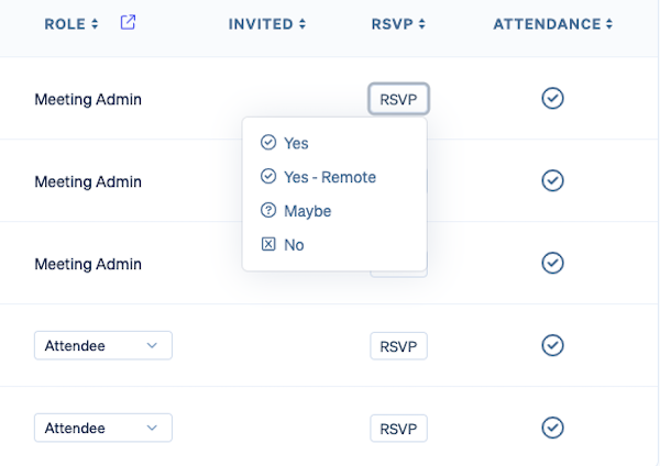 Update RSVP for Meeting Invitees